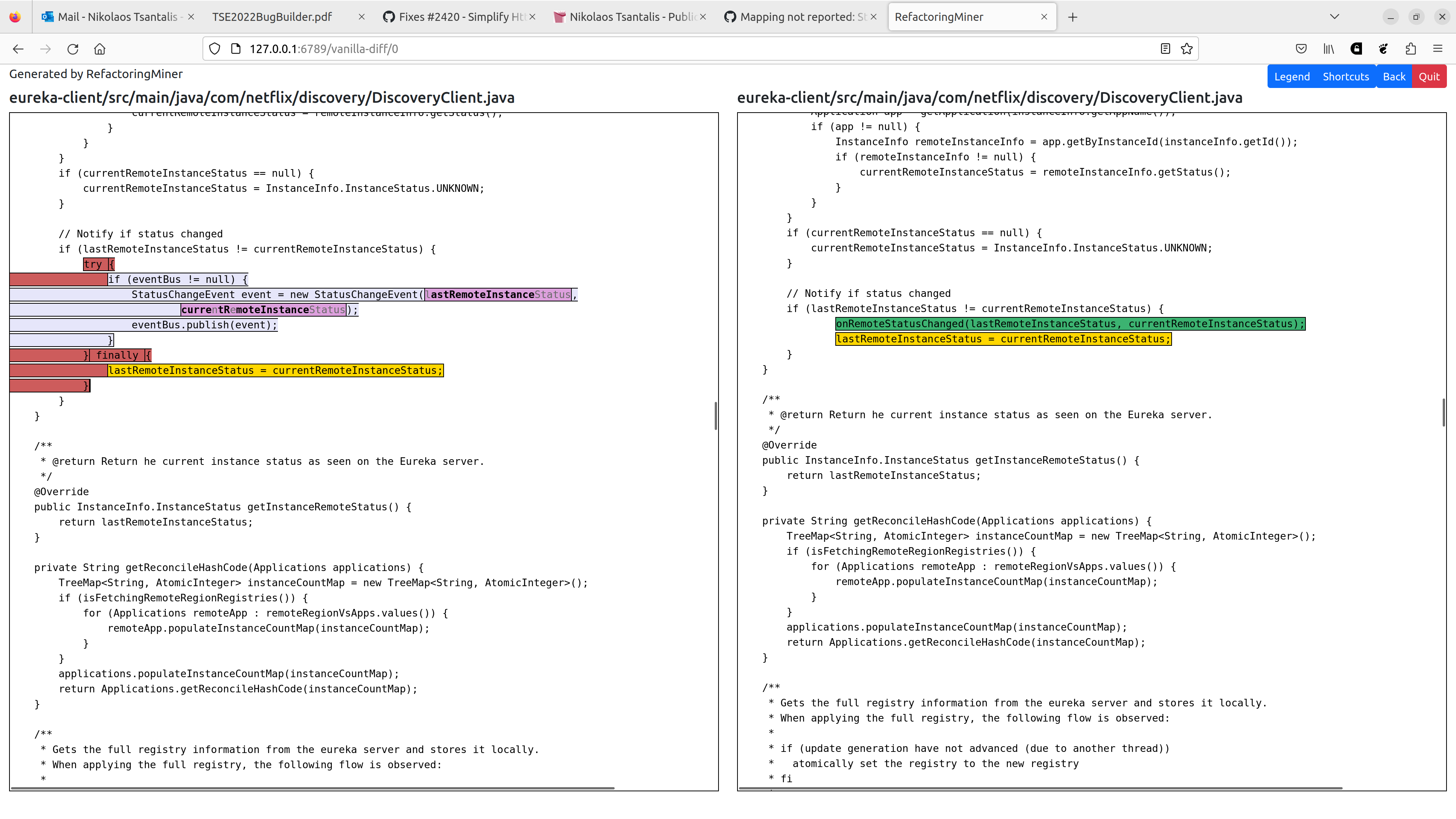 Mapping not reported: Statement Moved out of the if statement while ...