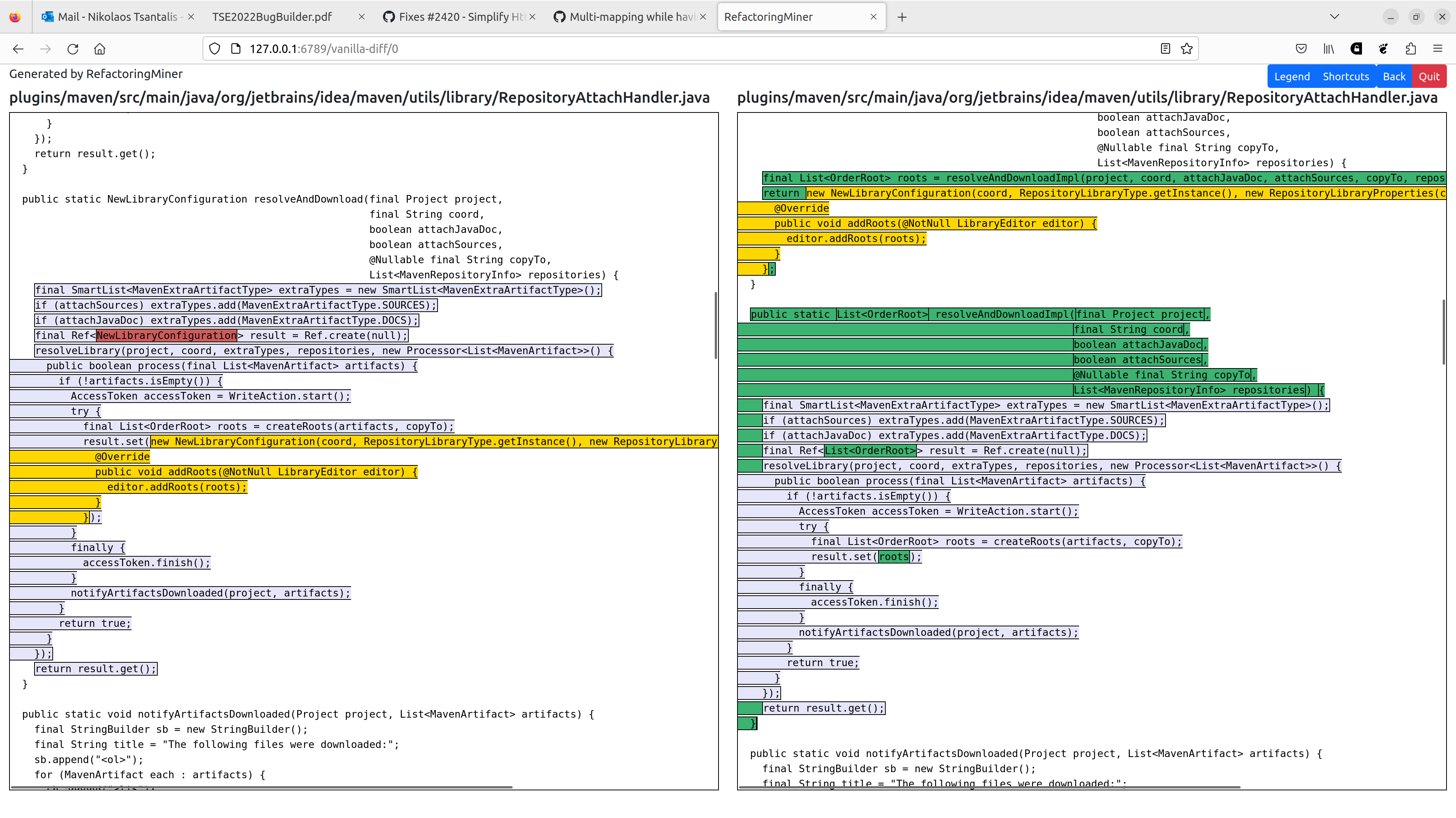 Multi-mapping while having anonymous class inside · Issue #398 · tsantalis/RefactoringMiner · GitHub