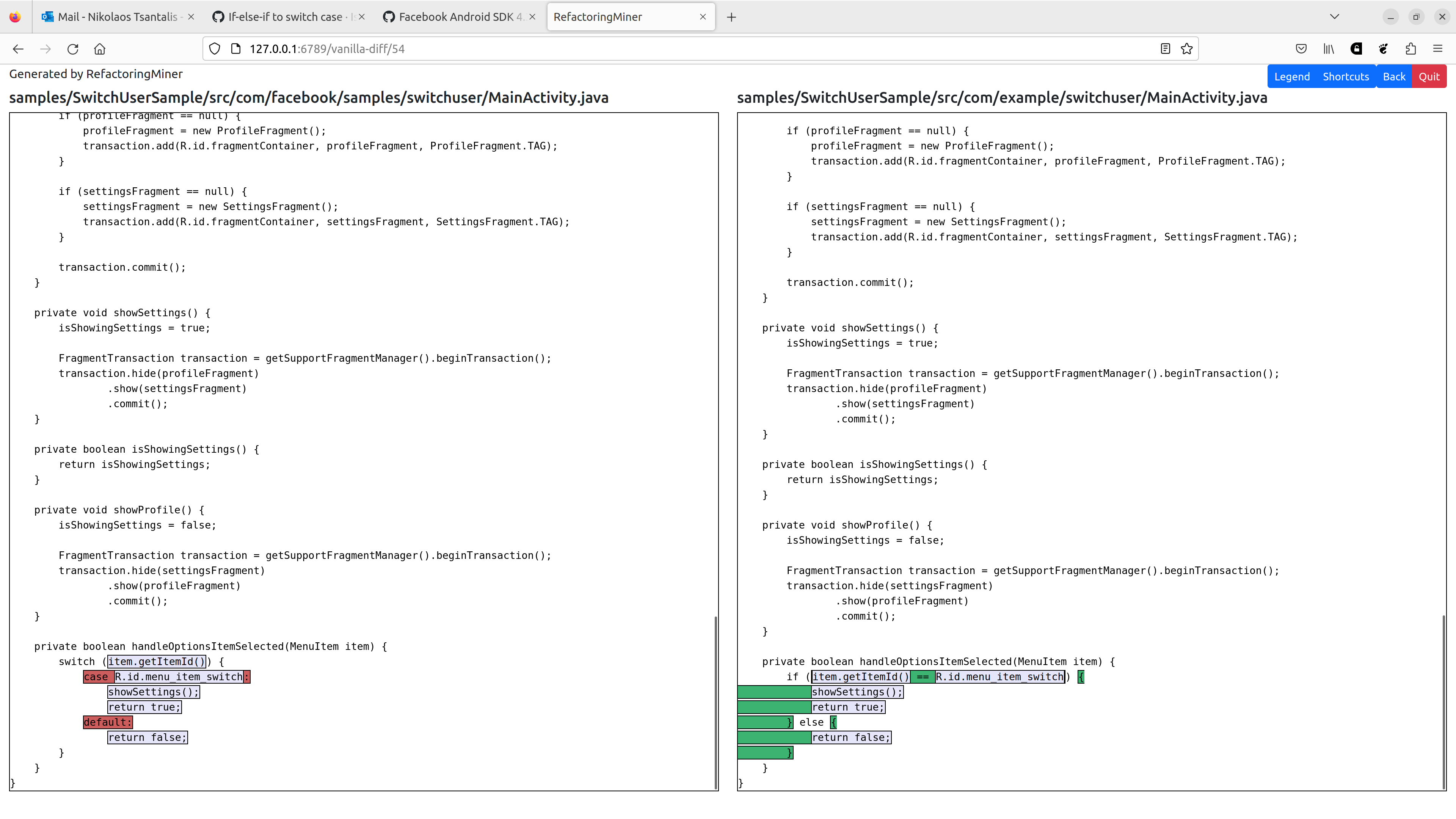 If-else-if to switch case · Issue #315 · tsantalis/RefactoringMiner ...