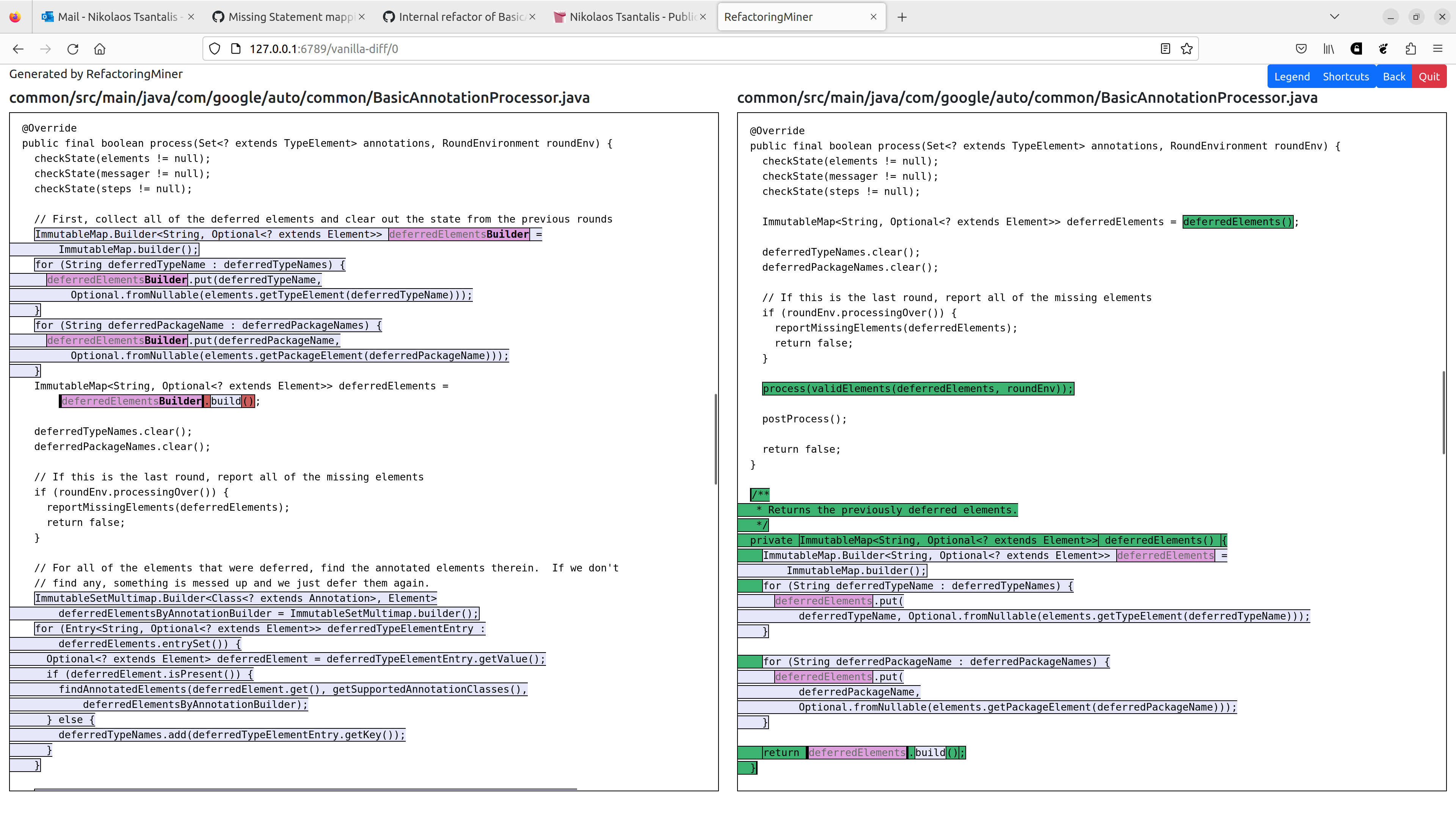 Missing Statement mappings within extract method · Issue #405 · tsantalis/RefactoringMiner · GitHub