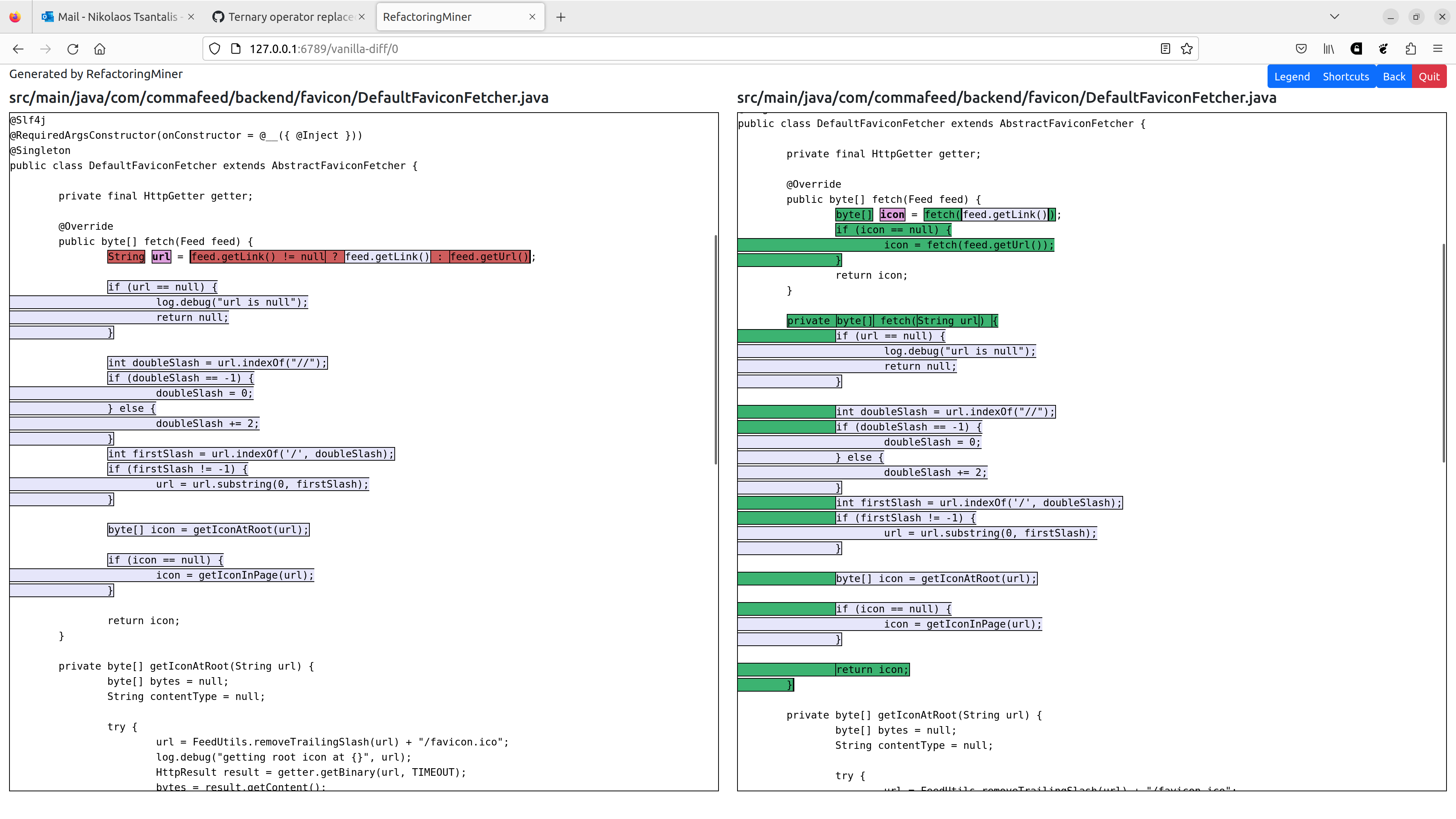 Ternary operator replaced by a newly introduced if condition · Issue #344 · tsantalis ...