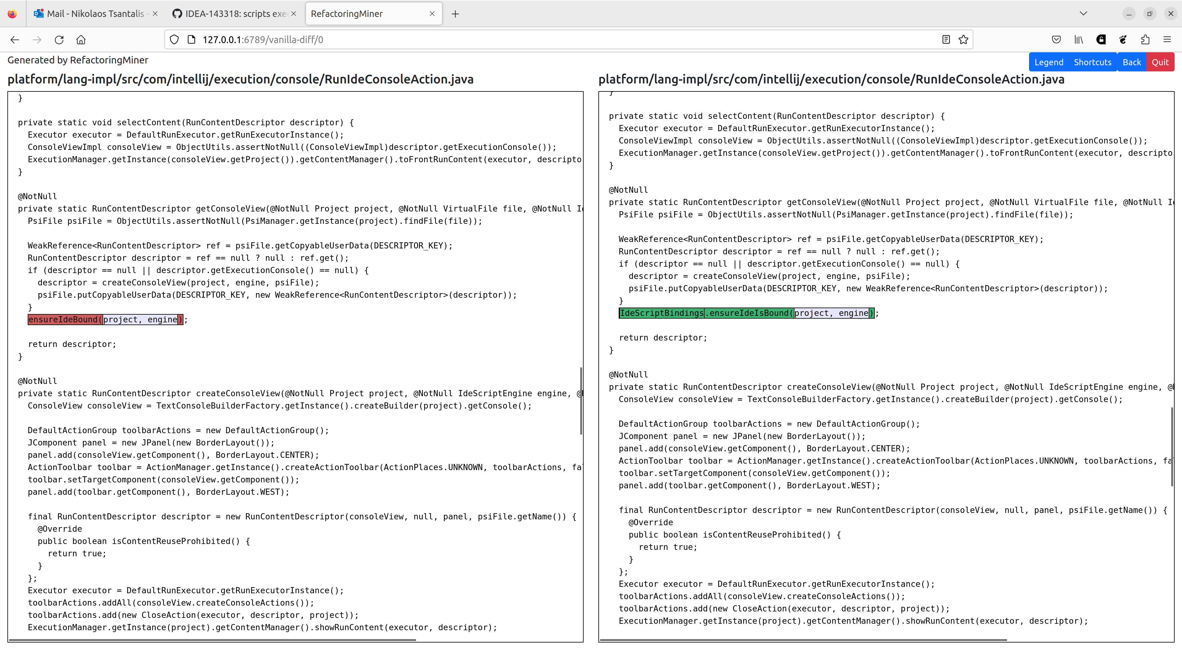 Moved Method not detected + statement containing invocation to the moved method not mapped ...
