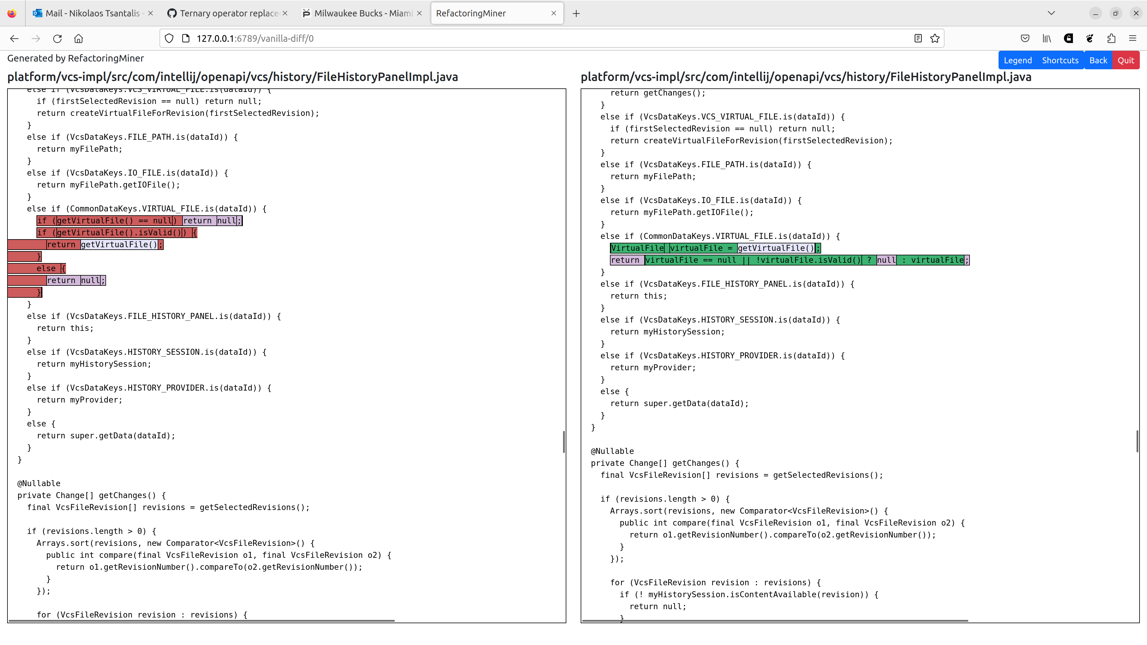 Ternary operator replaced by a newly introduced if condition · Issue #344 · tsantalis ...