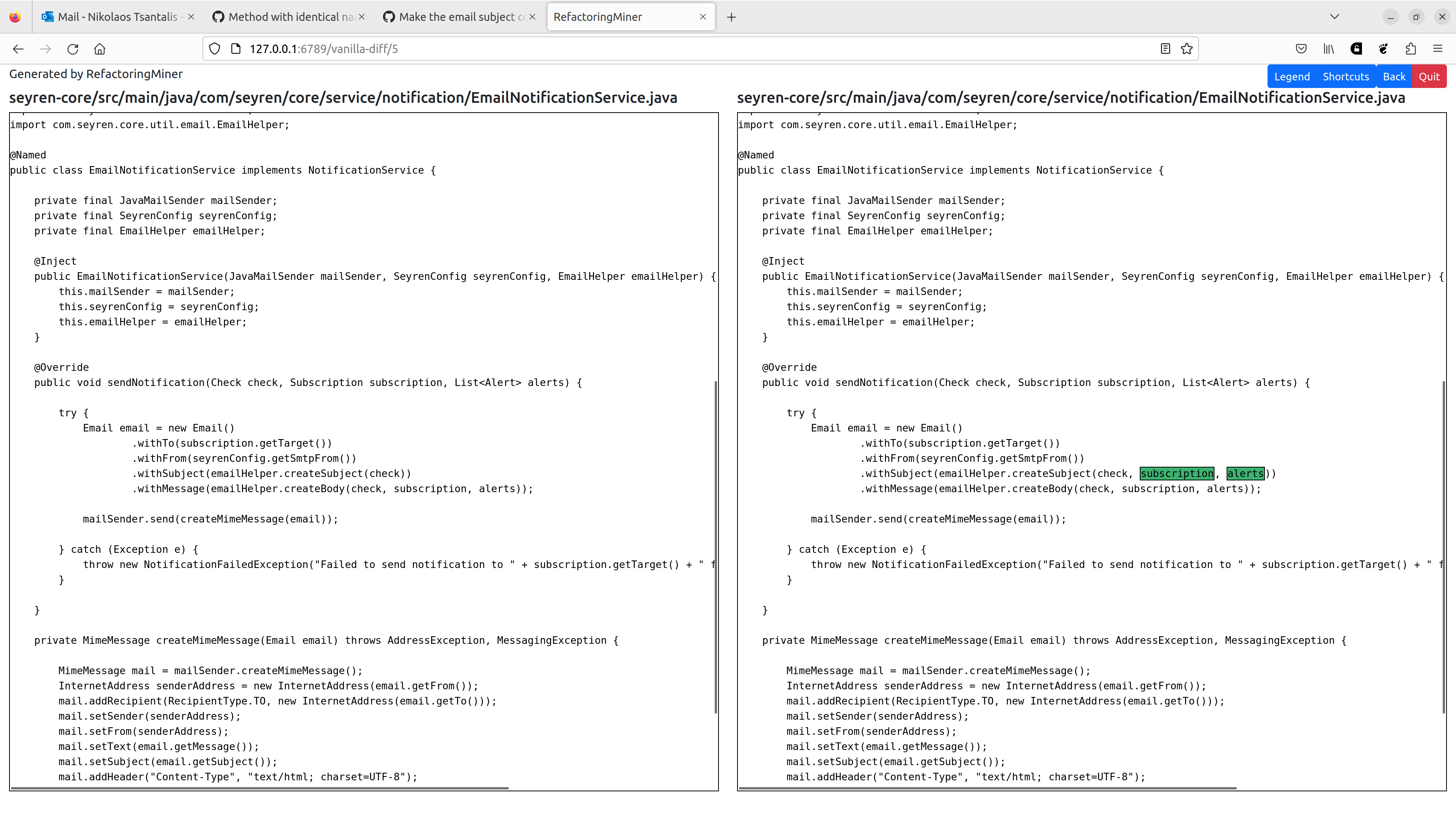 Method with identical names inside interface not reported as mapped while the signature has been ...