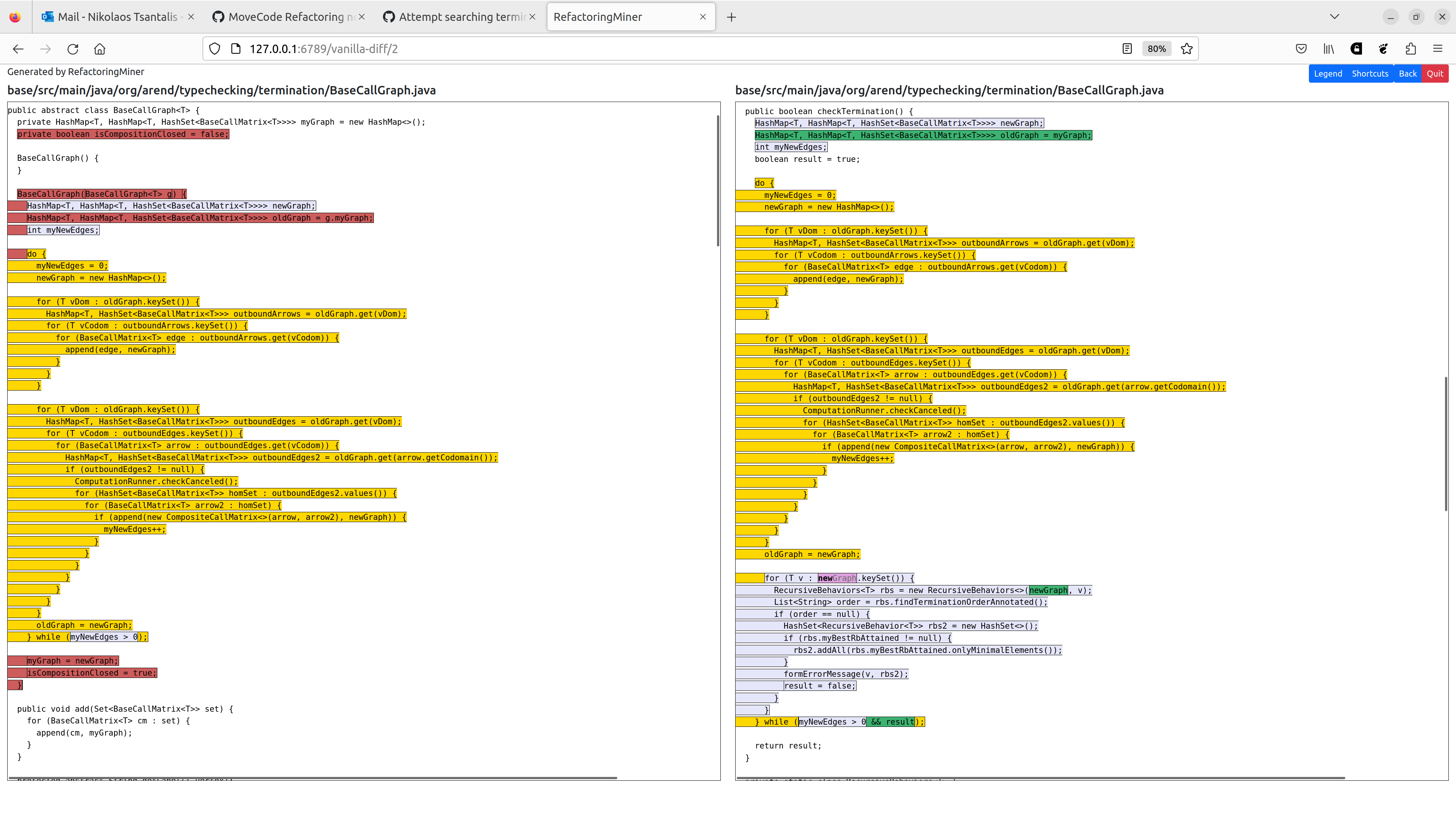 MoveCode Refactoring not reported · Issue #454 · tsantalis/RefactoringMiner · GitHub