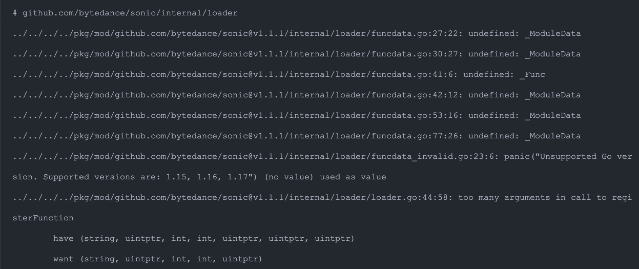 Support for Go 1.18 · Issue #214 · bytedance/sonic · GitHub