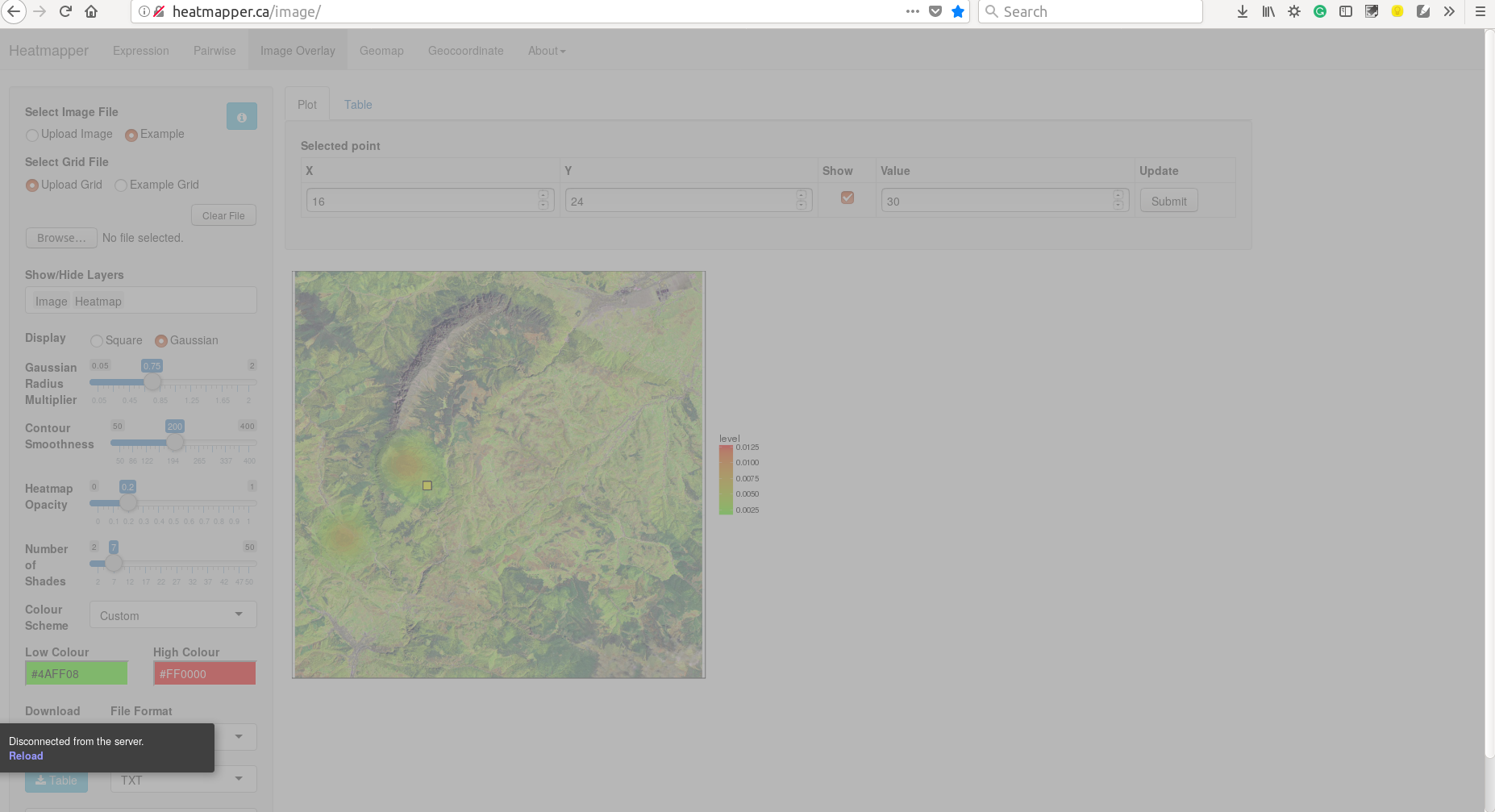 Image Overlay Error: Disconnected from server on clicking for co ...