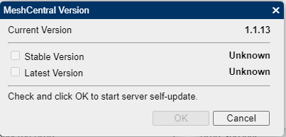 Check server version shows Unknown · Issue #5447 · Ylianst/MeshCentral · GitHub
