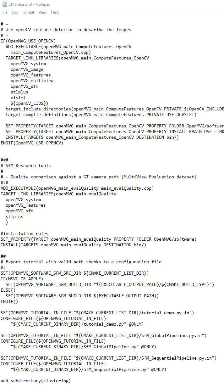 Build complete, now what? Don't see .exe · Issue #1122 · openMVG/openMVG · GitHub