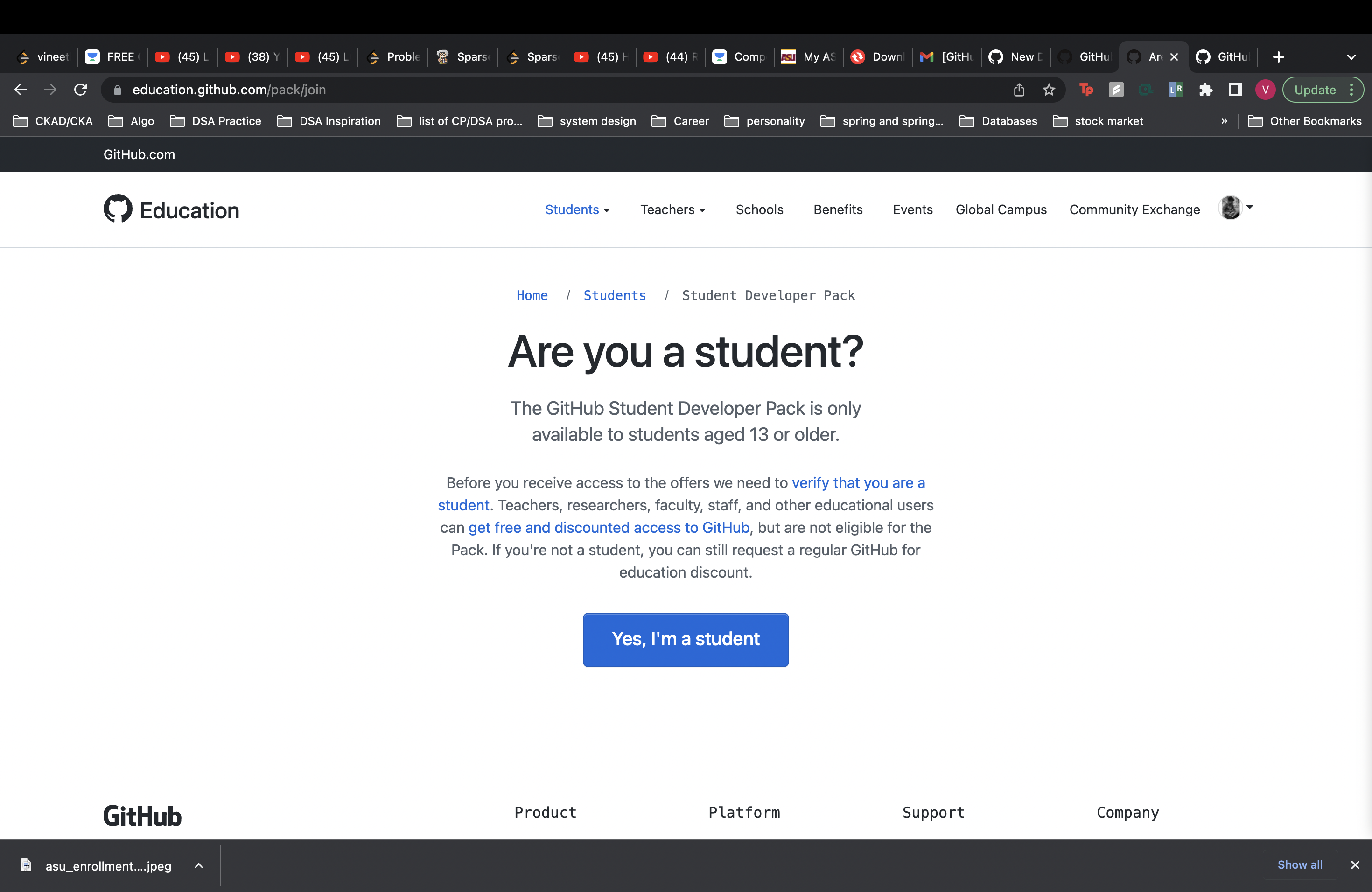 Can't access github student Developer pack · community · Discussion ...