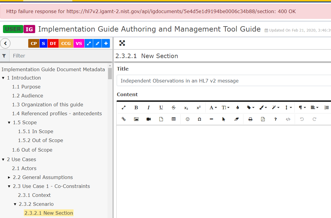 Narrative Adding A Section · Issue 809 · Usnistgovhl7 Igamt · Github