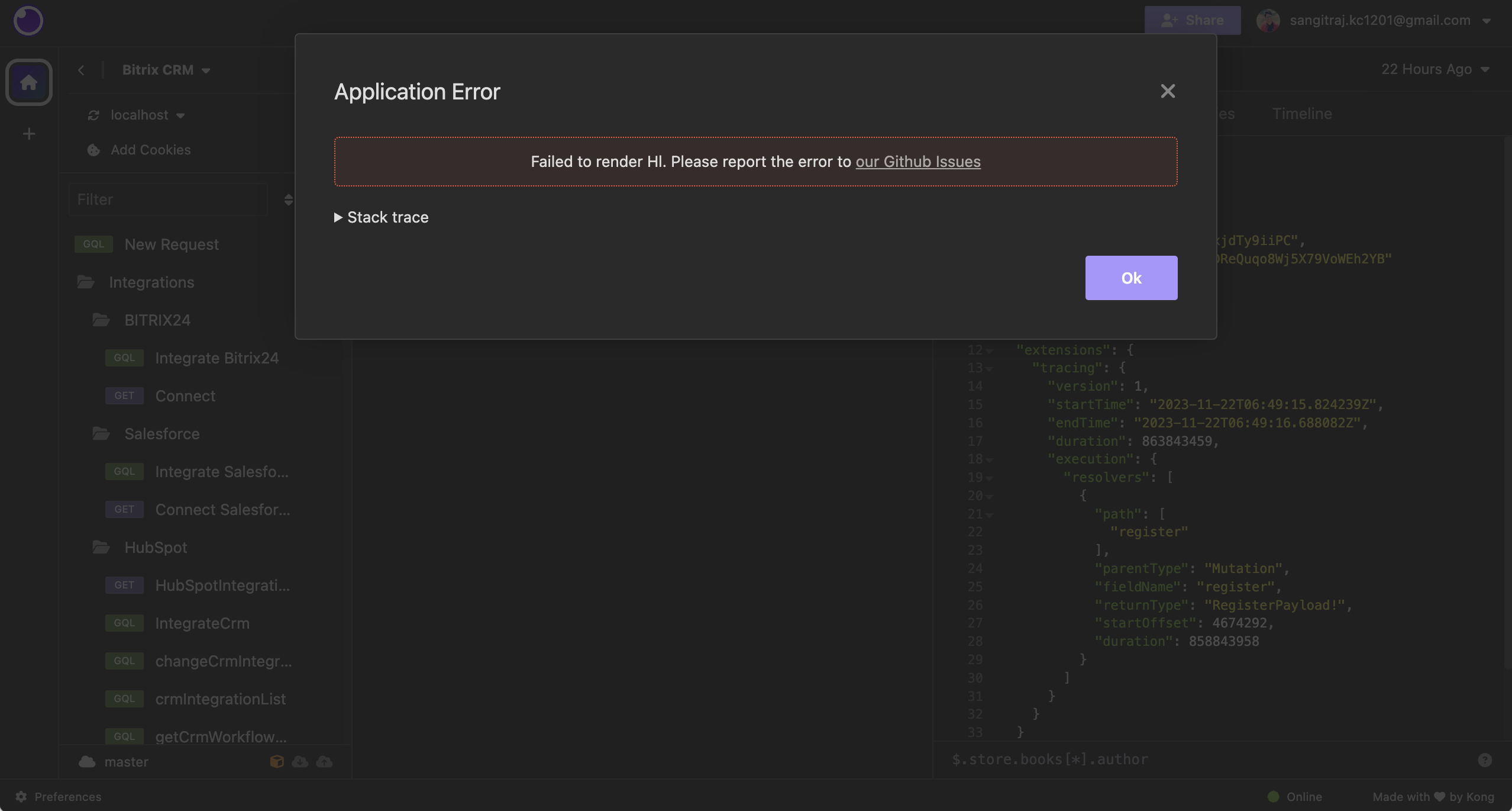 Failed to render Hl. · Issue #6862 · Kong/insomnia · GitHub