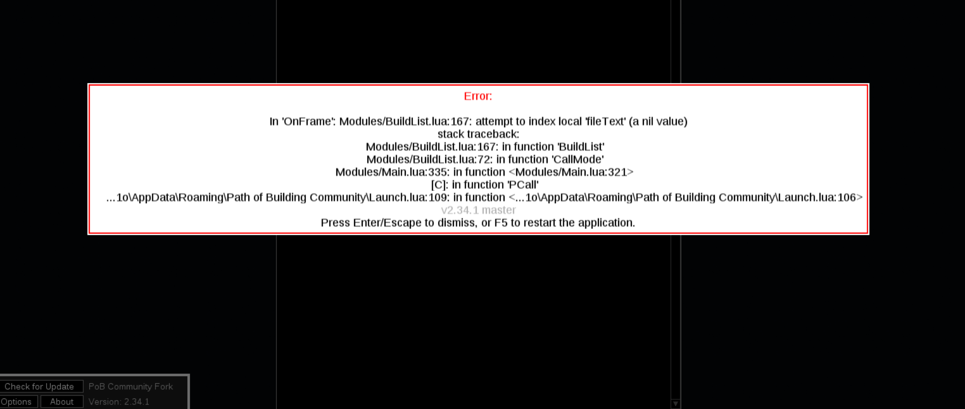 Error on frame · Issue #6838 · PathOfBuildingCommunity/PathOfBuilding · GitHub
