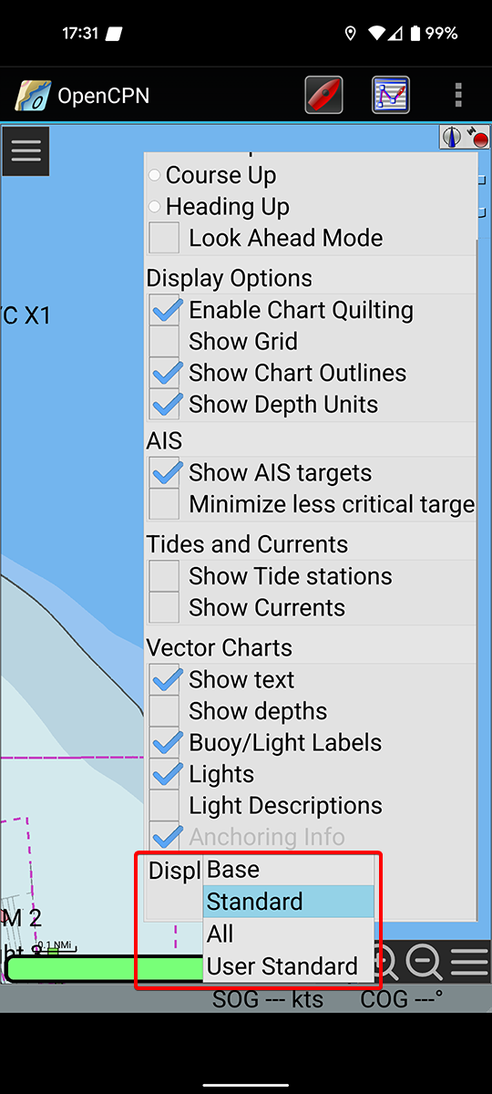 [Android] Display Category of Mariner Standard will not stick · Issue #2561 · OpenCPN/OpenCPN ...