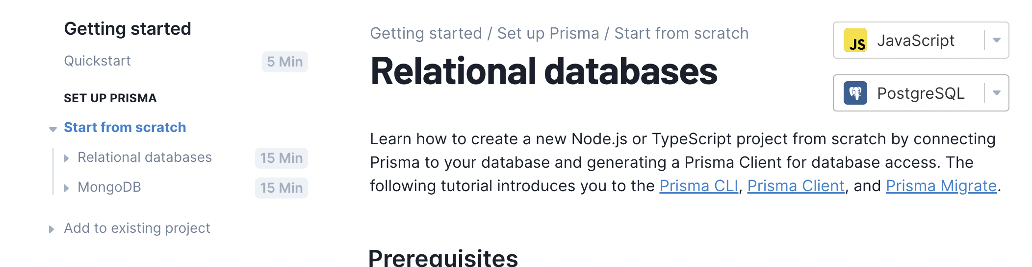 Bug: Tech switcher pages on docs removes sidebar highlight on change · Issue #3823 · prisma/docs ...
