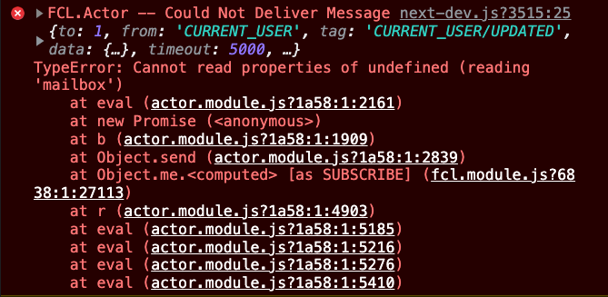 FCL.Actor Could Not Deliver Message · Issue #1128 · onflow/fcl-js · GitHub