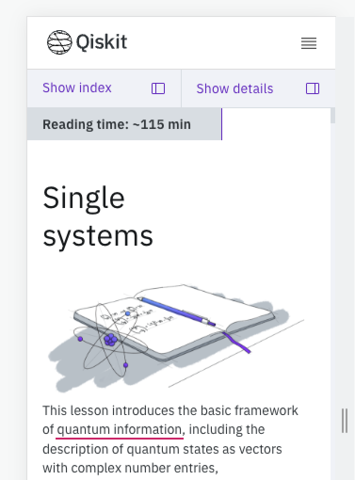 Furo: consider aligning the top nav bar on mobile view with the textbook · Issue #344 · Qiskit ...