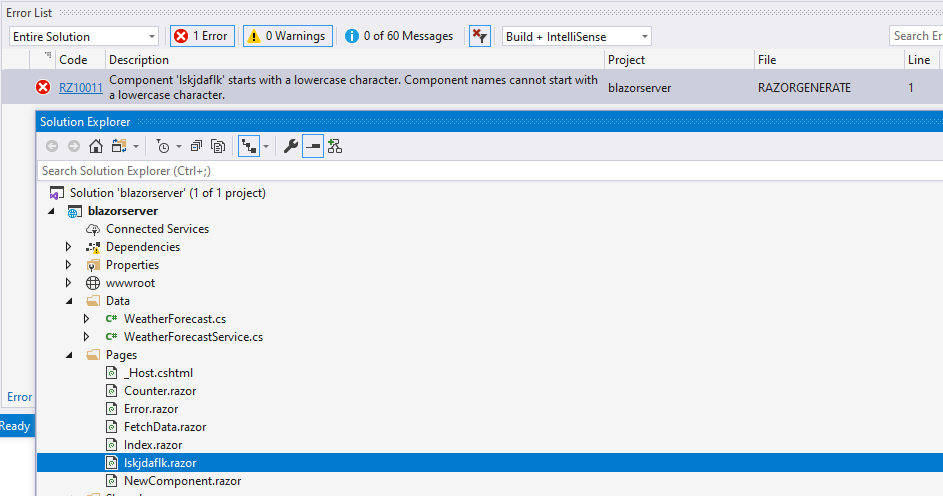 Component Named With Lowercase Letter Error Should Open Component 