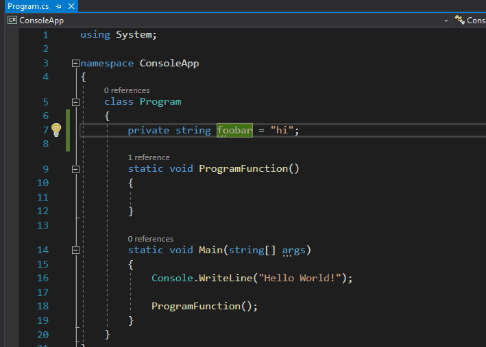 C# Light Bulbs For Unused Variables & Parameters · Issue #4380 · dotnet ...