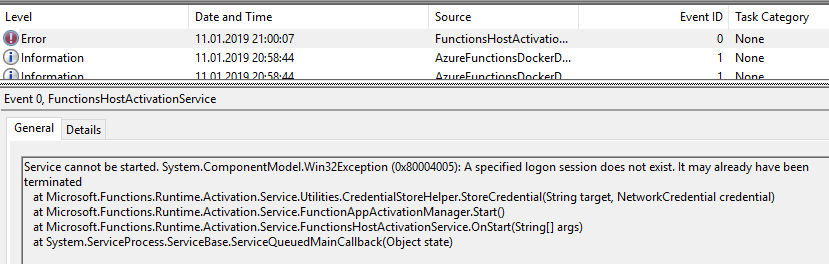 Azure Functions Host Activation Service Not Starting On Win10 · Issue 1107 · Azure Azure