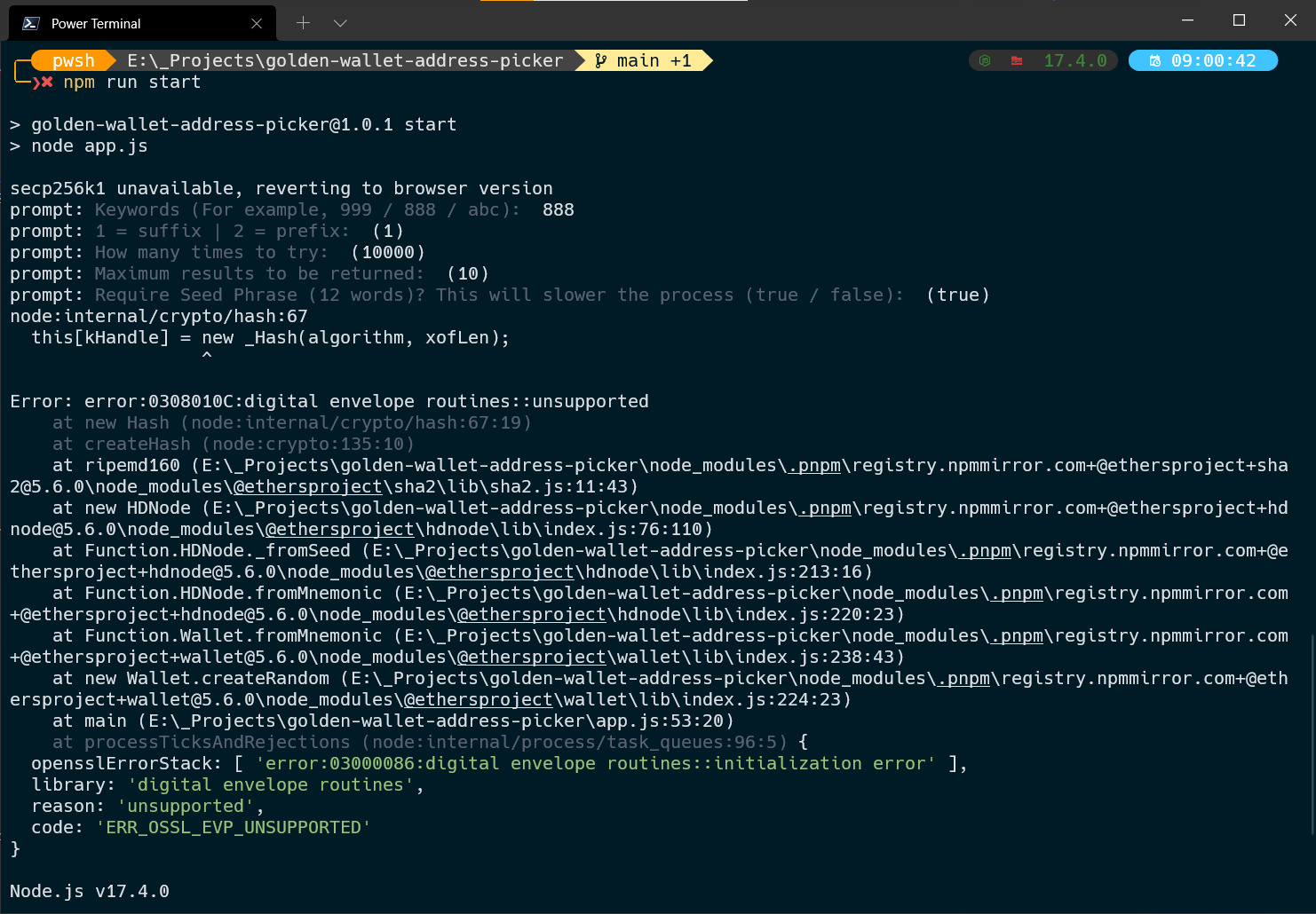 Failed to generate · Issue #1 · stevenlei/golden-wallet-address-picker · GitHub
