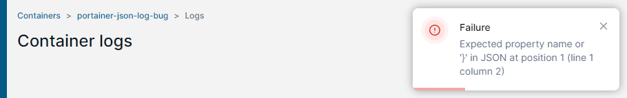 Log View crash while trying to parse dictionaries/objects as JSON · Issue #10455 · portainer ...