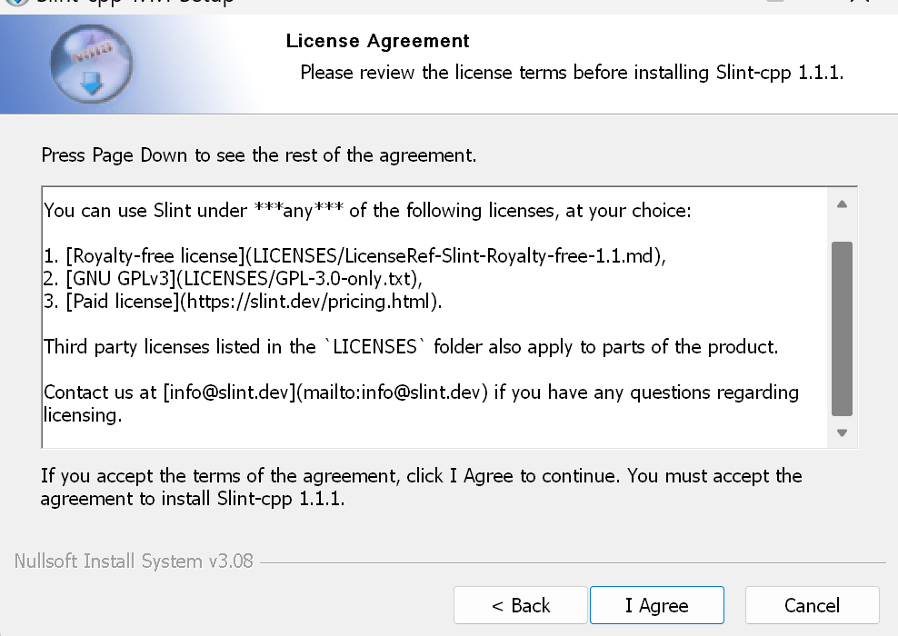 Windows installer shows license agreement in markdown source · Issue #3111 · slint-ui/slint · GitHub