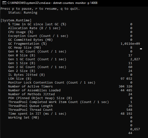 Dotnet Counters Monitor Dumb Terminal Mode · Issue 2693 · Dotnet