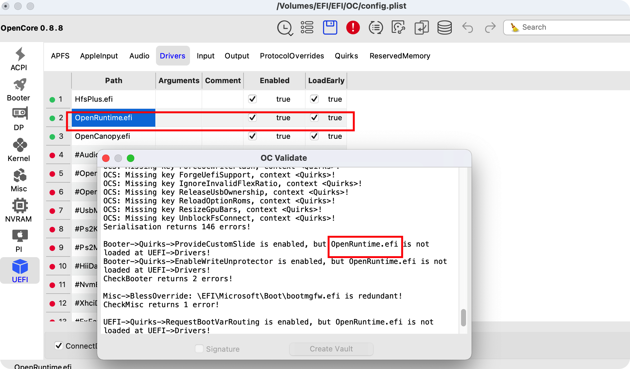 OC validate 提示没有加载OpenRuntime.efi，实际上加载了。 · Issue #334 · ic005k/OCAuxiliaryTools · GitHub
