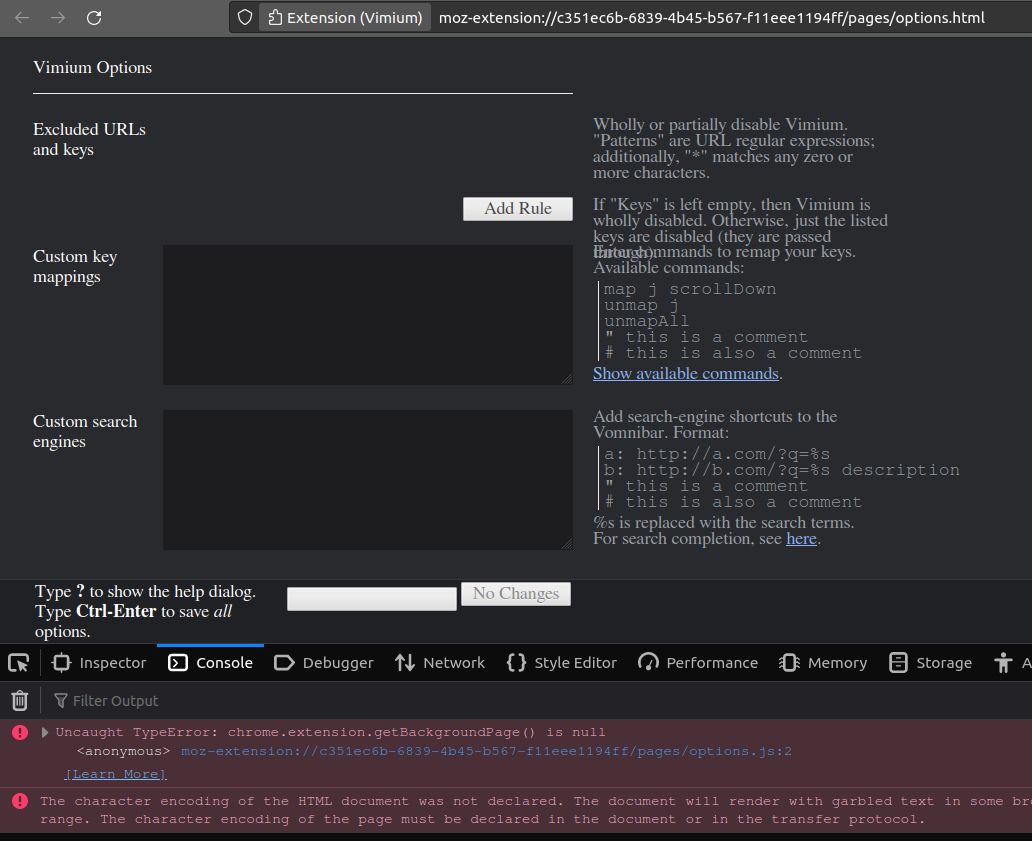 Popup and options page are broken in firefox private mode · Issue #3990 · philc/vimium · GitHub