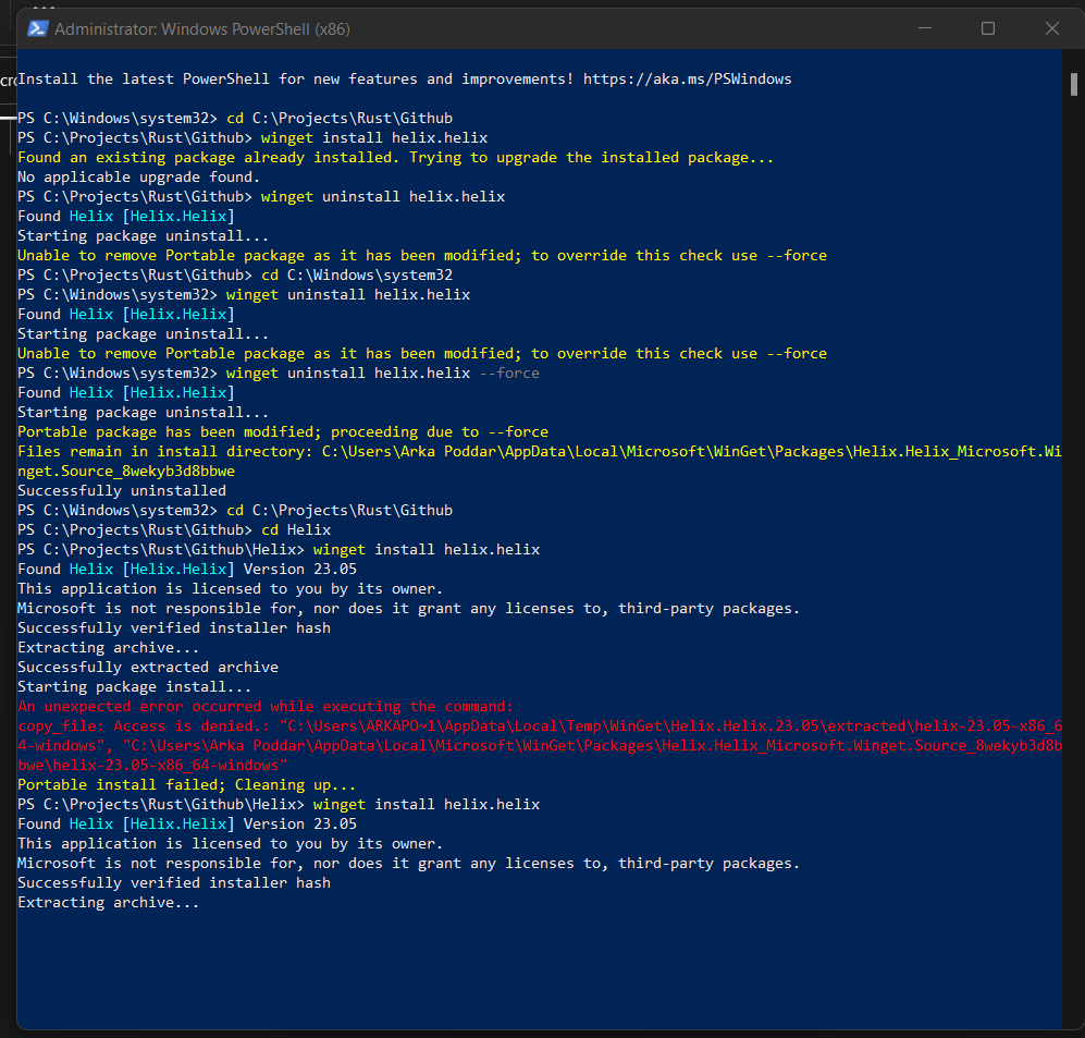 Package Issue Helixhelix · Issue 110079 · Microsoftwinget Pkgs