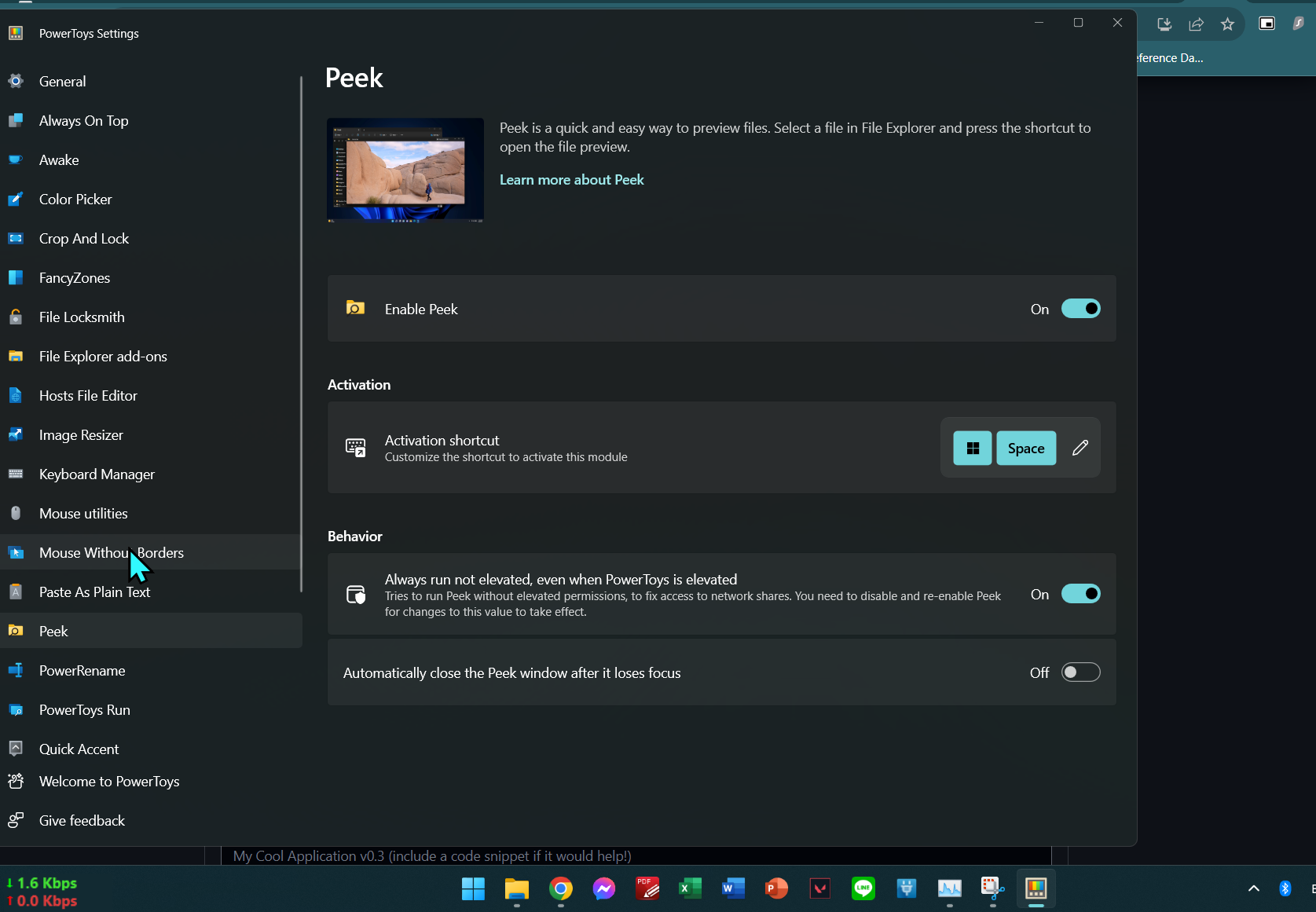 "Peek" when activated, stops me from using parts of my screen for specific UI such as task ...