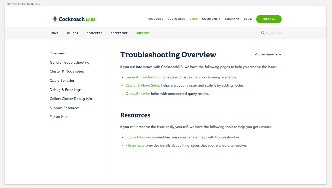 Re-envision the docs site architecture · Issue #1919 · cockroachdb/docs · GitHub