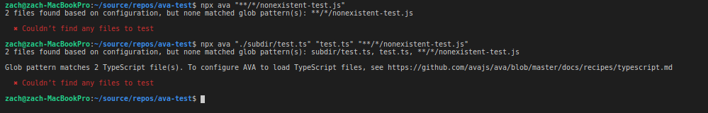 Improve Feedback When Glob Patterns On The Cli Did Not Select Any Test Files · Issue 2373