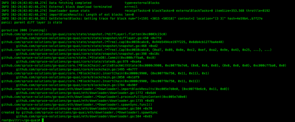 panic: parent diff layer is stale · Issue #199 · dominant-strategies/go-quai · GitHub