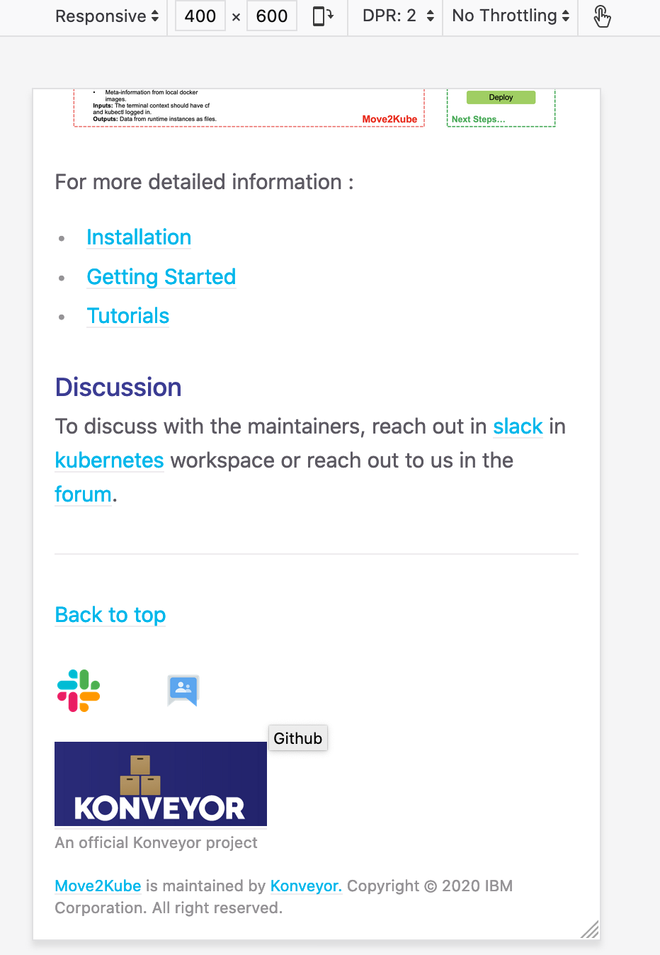 Display GitHub icon and Konveyor logo on mobile and desktop browser properly. · Issue #304 ...