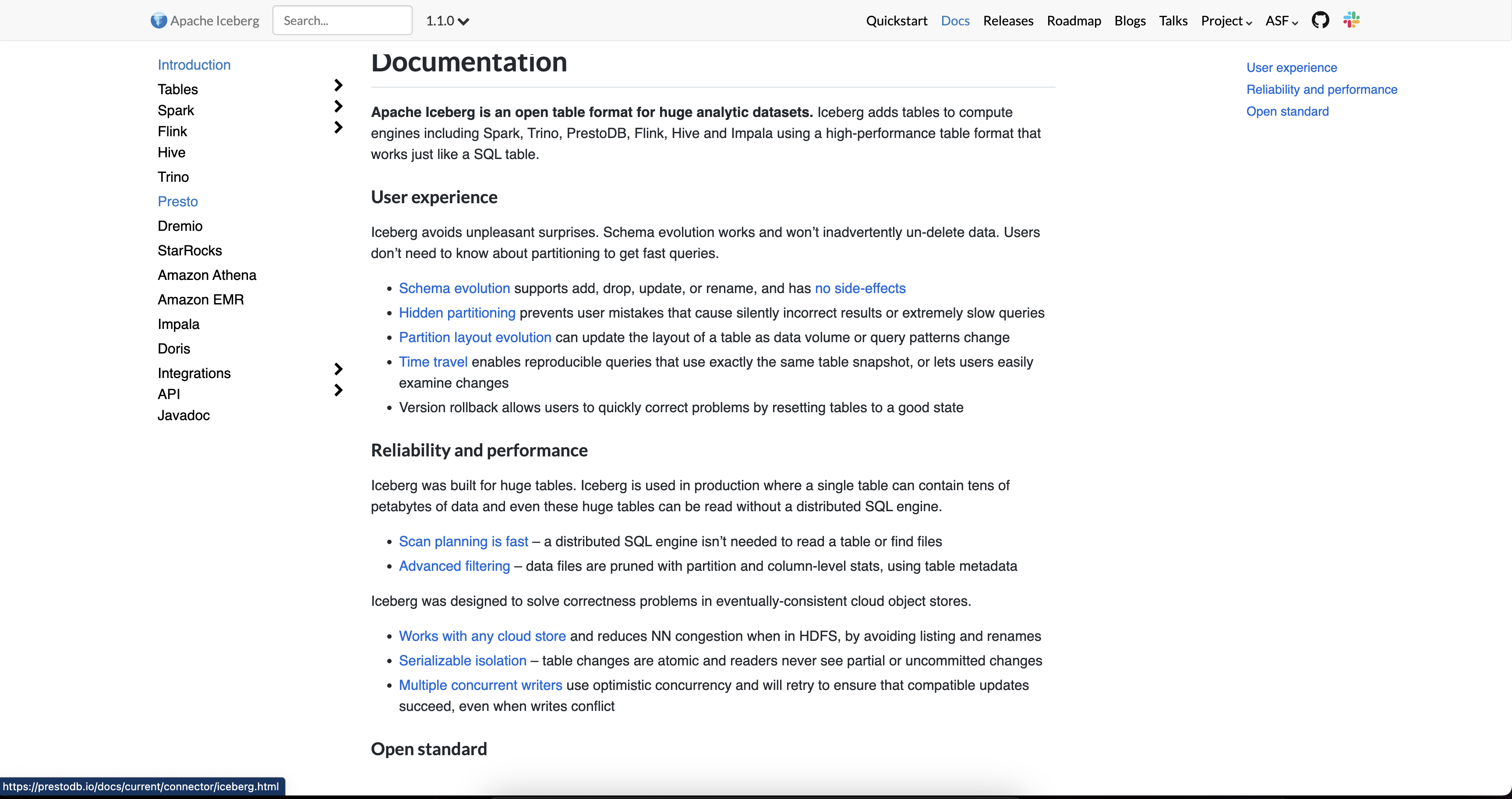 Docs: Fix side menu disappears on small width resolution · Issue #6381 · apache/iceberg · GitHub