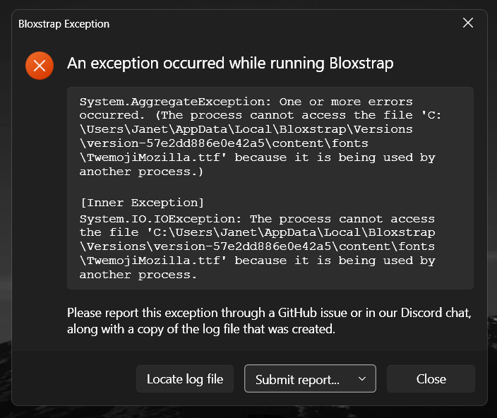 [BUG] Access is denied. · Issue #791 · bloxstraplabs/bloxstrap · GitHub
