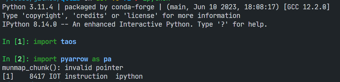 Crash When Importing Pyarrow After Taos Imported · Issue 210 · Taosdatataos Connector Python 