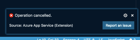 Operation Cancelled error when pressing Esc to cancel creating new web ...