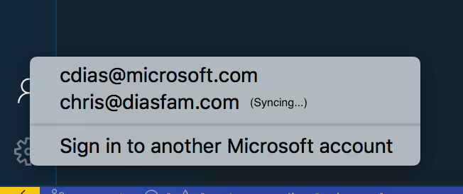 Suggest: Indicate which account is syncing · Issue #94076 · microsoft/vscode · GitHub