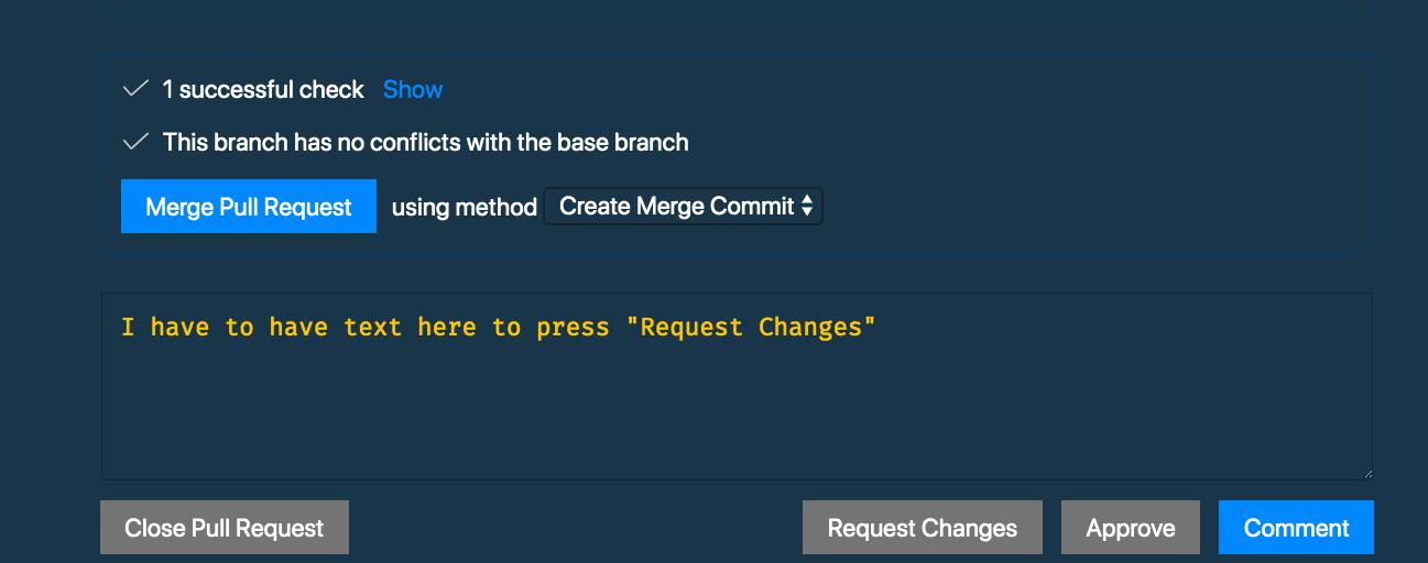 Enable Request Changes if no comment text · Issue #1637 · microsoft/vscode-pull-request-github ...