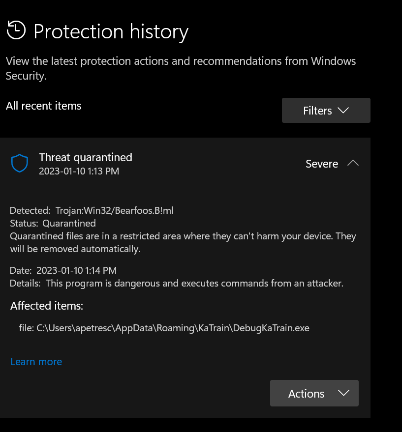 KaTrainDebug triggers Windows Defender · Issue #592 · sanderland/katrain · GitHub