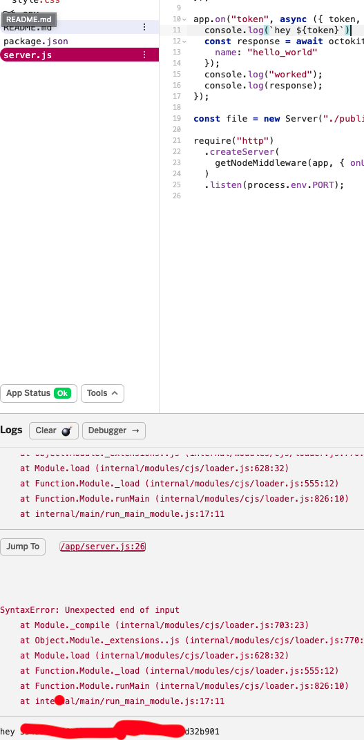 App Creates Token Without A Scope Even When The `optionsdefaultscopes` Is Set To ` Repo
