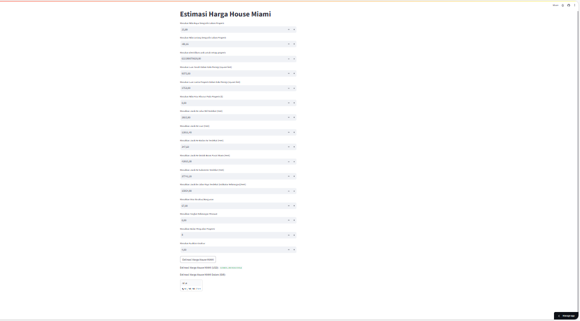 GitHub - windaayumelati/Miami-Housing-Prices: Web Streamlit Estimasi Harga Rumah Miami (Miami ...