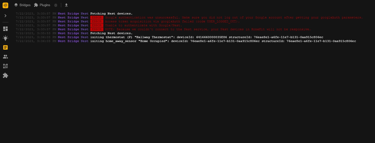 ntials, and paste them into the plugin. ly · Issue #624 · chrisjshull/homebridge-nest · GitHub