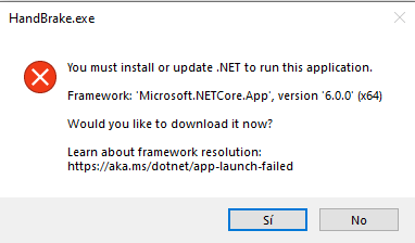 Portable HandBrake-1.6.0-x86_64-Win_GUI will not load · Issue #4776 · HandBrake/HandBrake · GitHub