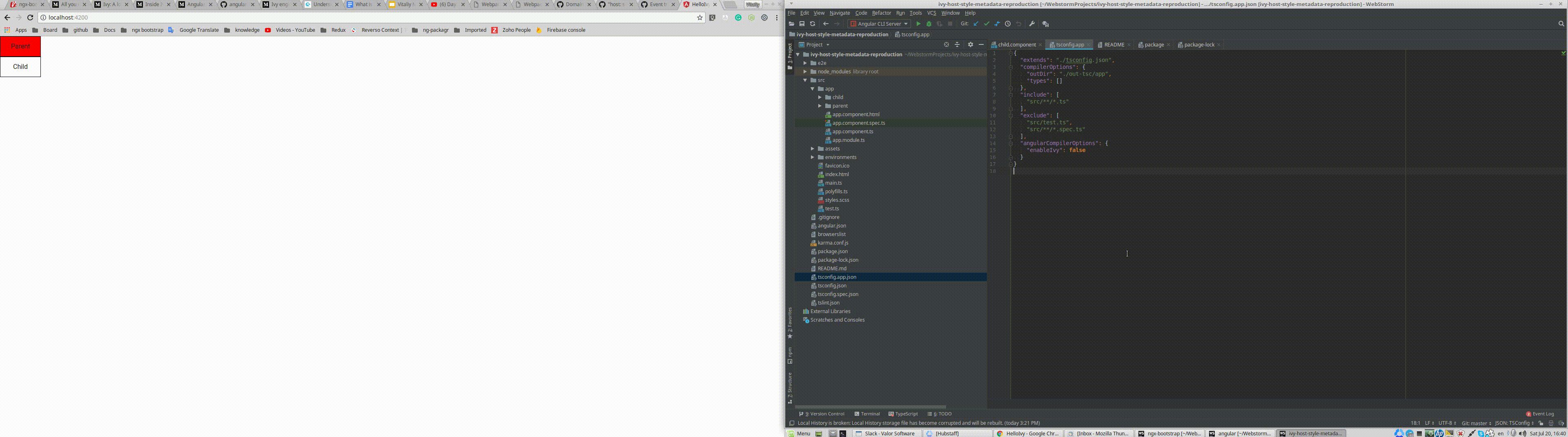 "host: style" metadata in child component has breaking change ( enableIvy: true) · Issue #31671 ...