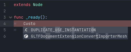 Autocomplete does not suggest custom class names · Issue #69941 · godotengine/godot · GitHub