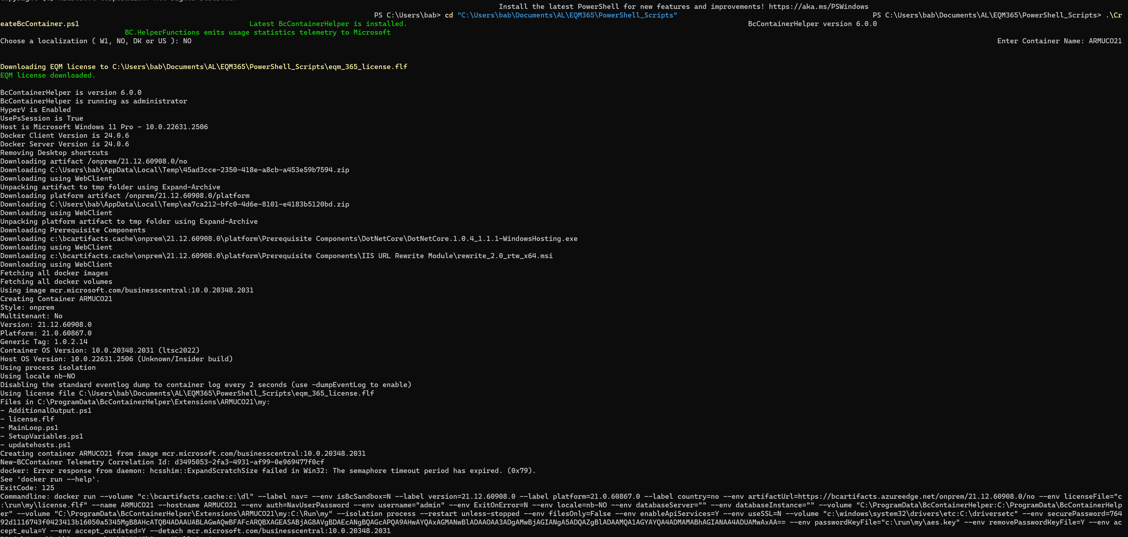 Can T Create A Docker Container · Issue 3225 · Microsoft Navcontainerhelper · Github